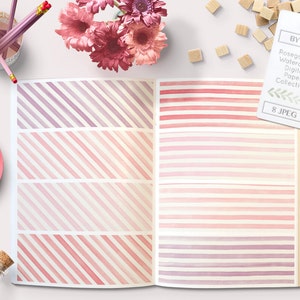 Watercolor Stripes Digital Paper Pack. Horizontal and Diagonal ...