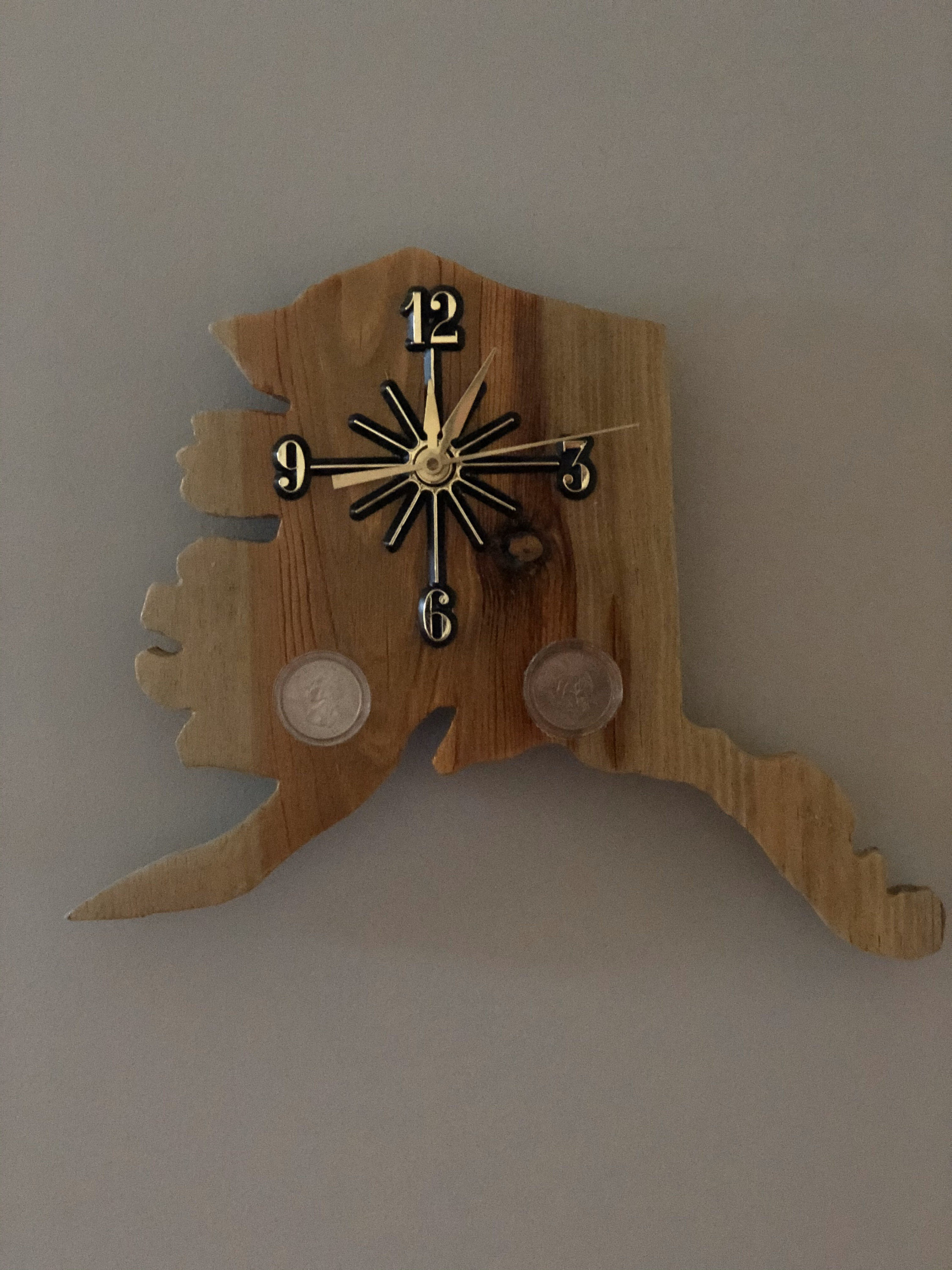Alaska State Quarter Clock. Handmade. Pictured of Cherry & - Etsy