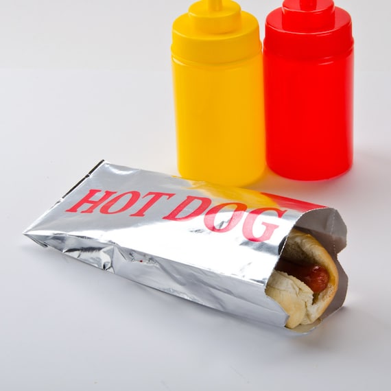 Hot dog foil bag hot dog wrapper movie night carnival | Etsy