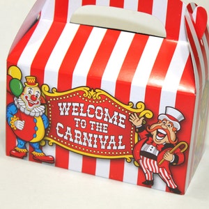 Carnival Favor Box, Circus Favor Box, Gable Box, Party Favor, Candy ...