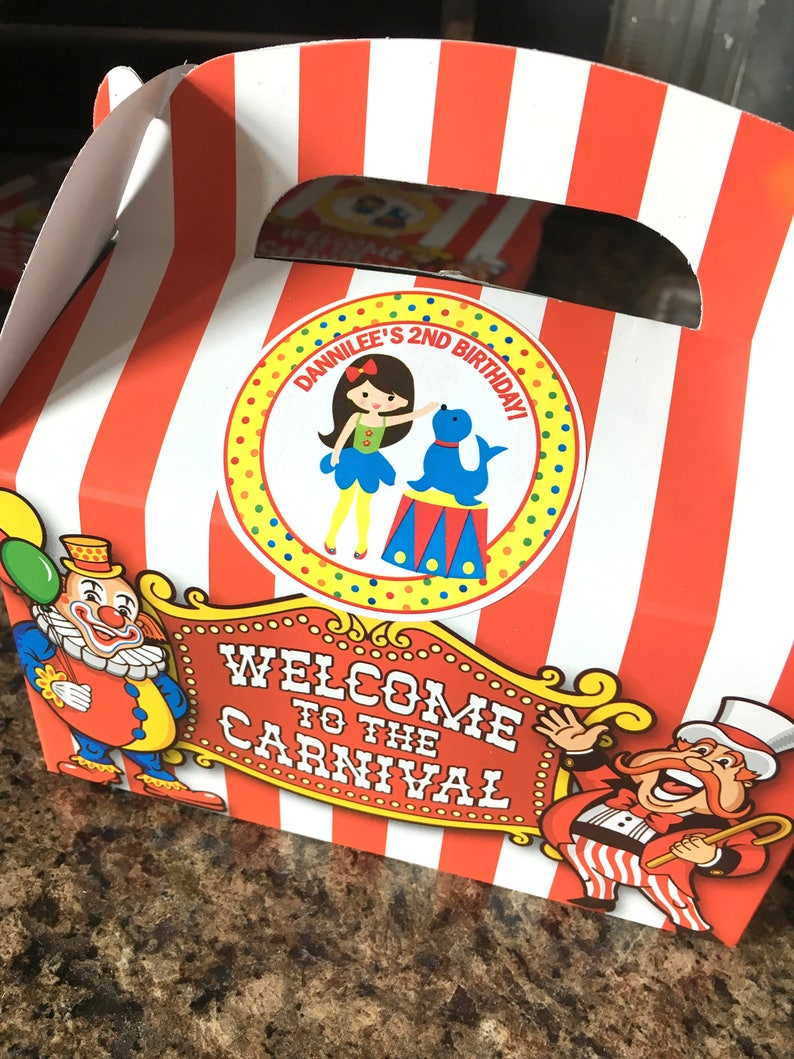 Carnival Favor Box, Circus Favor Box, Gable Box, Party Favor, Candy ...