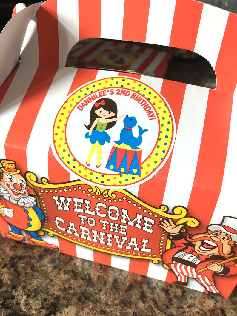 Carnival Favor Box, Circus Favor Box, Gable Box, Party Favor, Candy ...