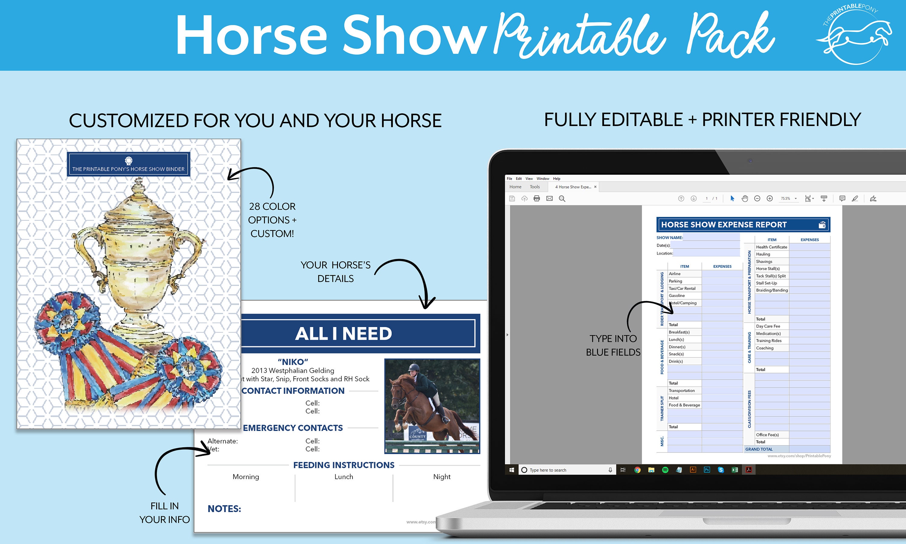 Horse Show Printable Pack Personalized Digital Download | Etsy
