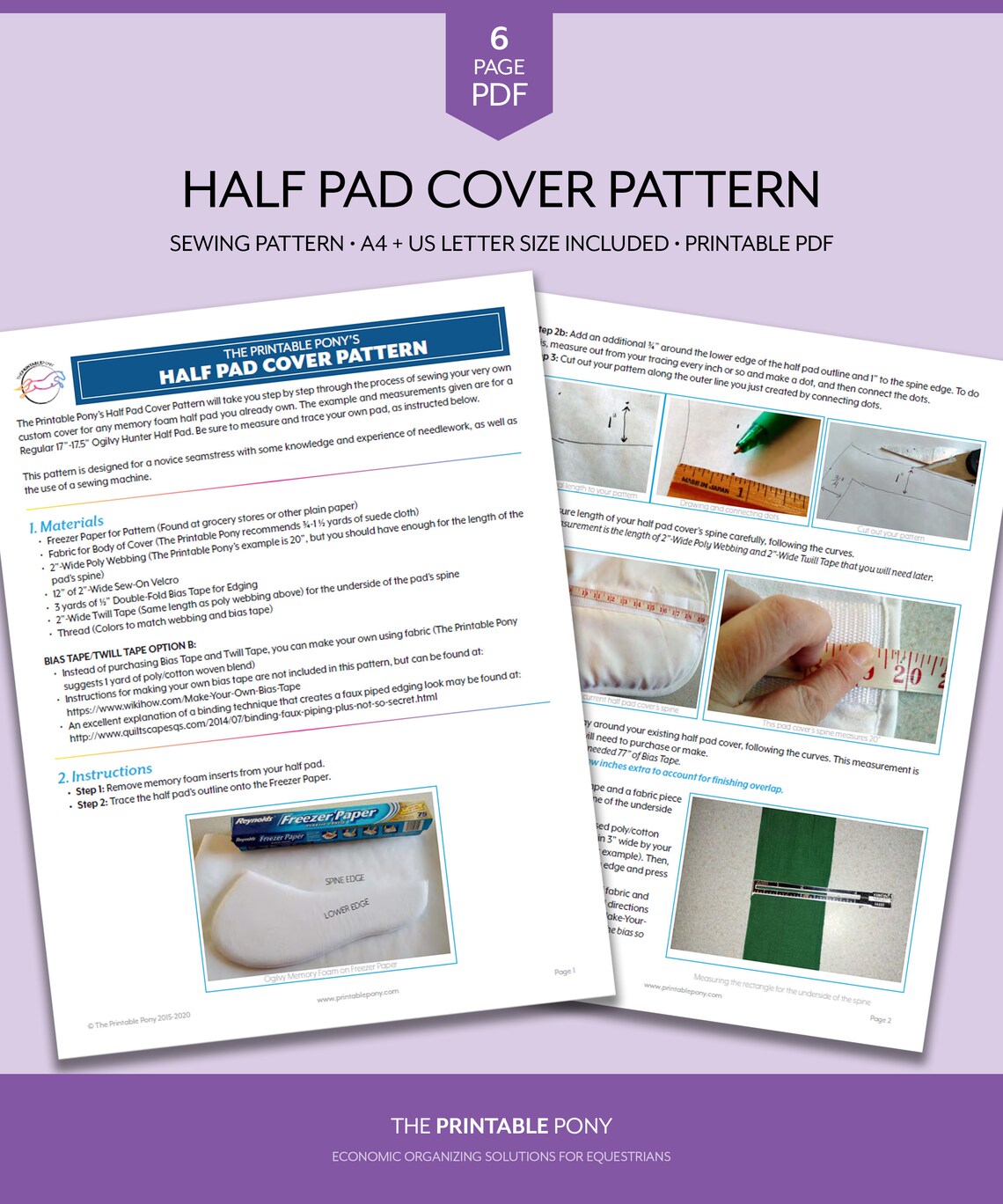 Half Pad Cover Pattern, Printable, Sewing - Etsy