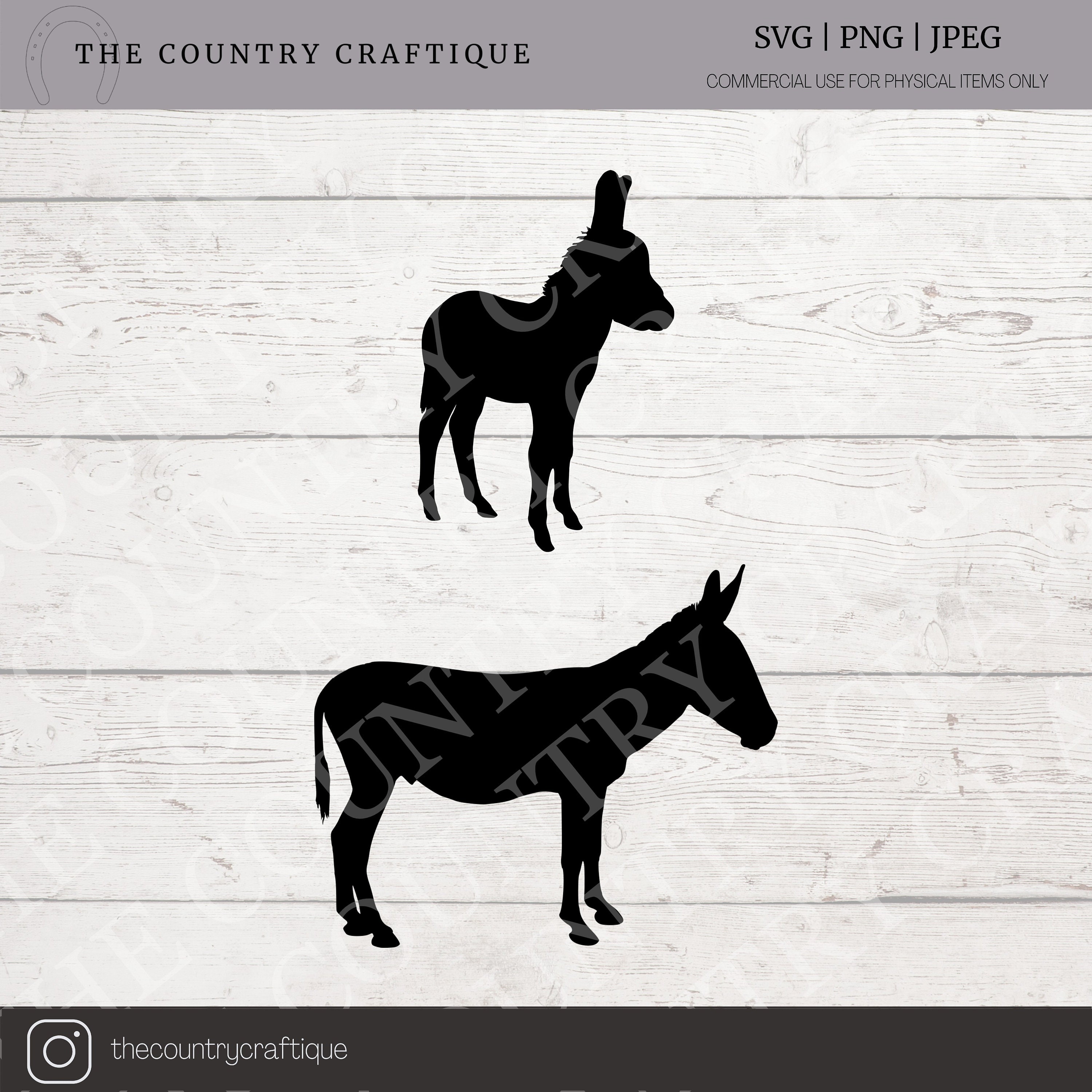 Donkey SVG / PNG / JPG | Farm Animal Svg | Donkey Clipart | Barn Svg ...