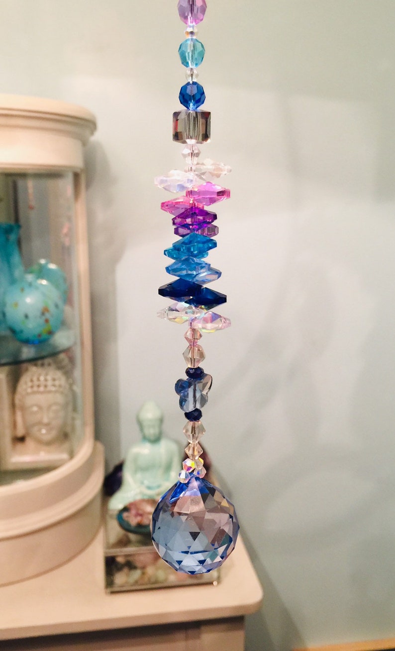 Blue Glass Sun Catcher Swarovski Crystal Sun Catcher Blue - Etsy