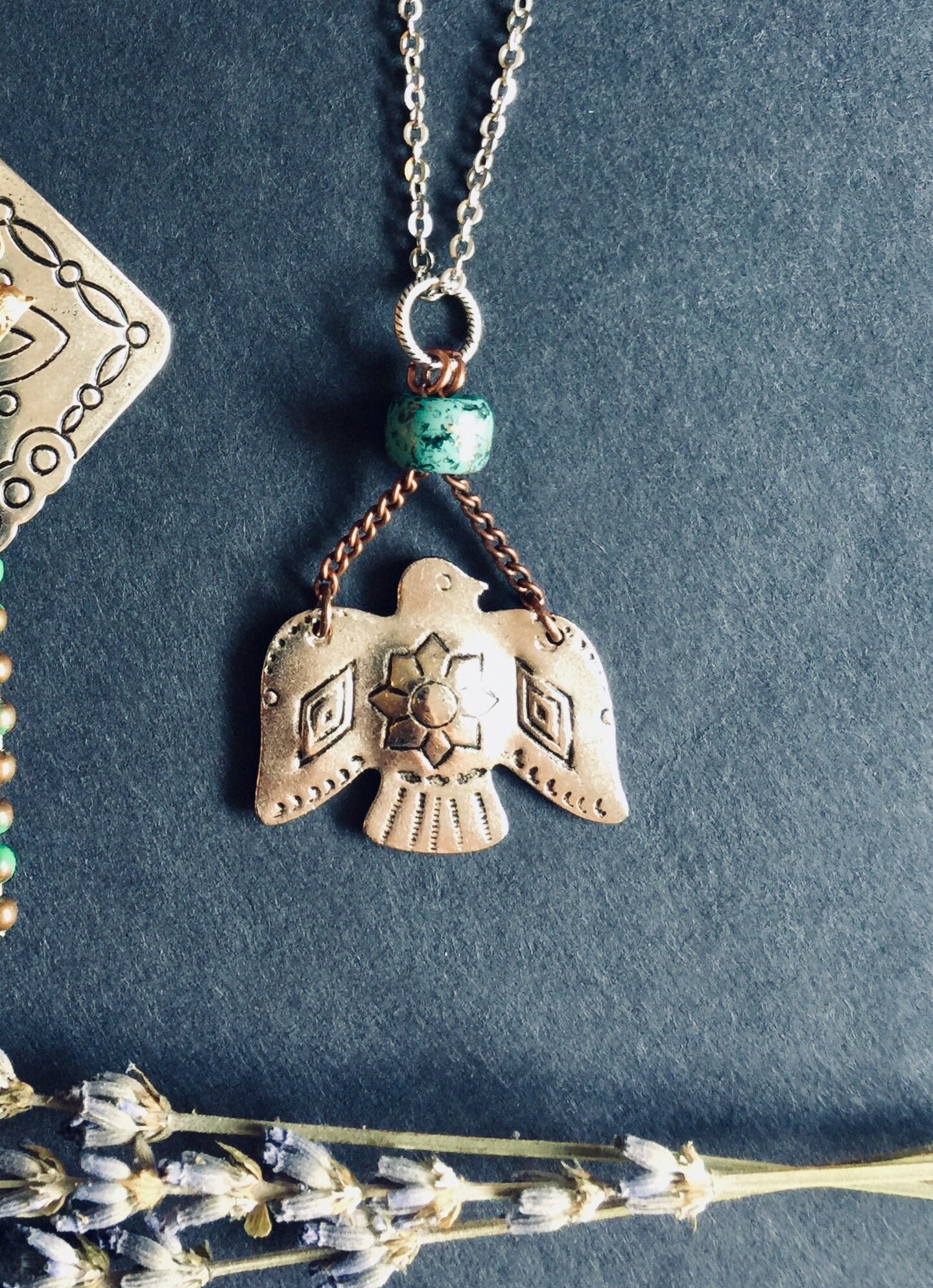 Silver Thunderbird necklaceEagle necklaceSilver Gold Bird | Etsy