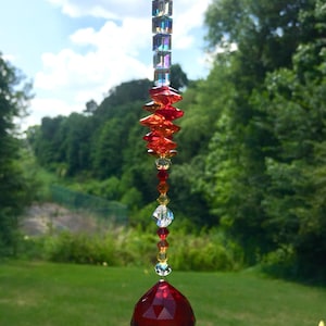 Glass Fire Sun Catcher, Red Orange Yellow Suncatcher, Swarovski Crystal ...