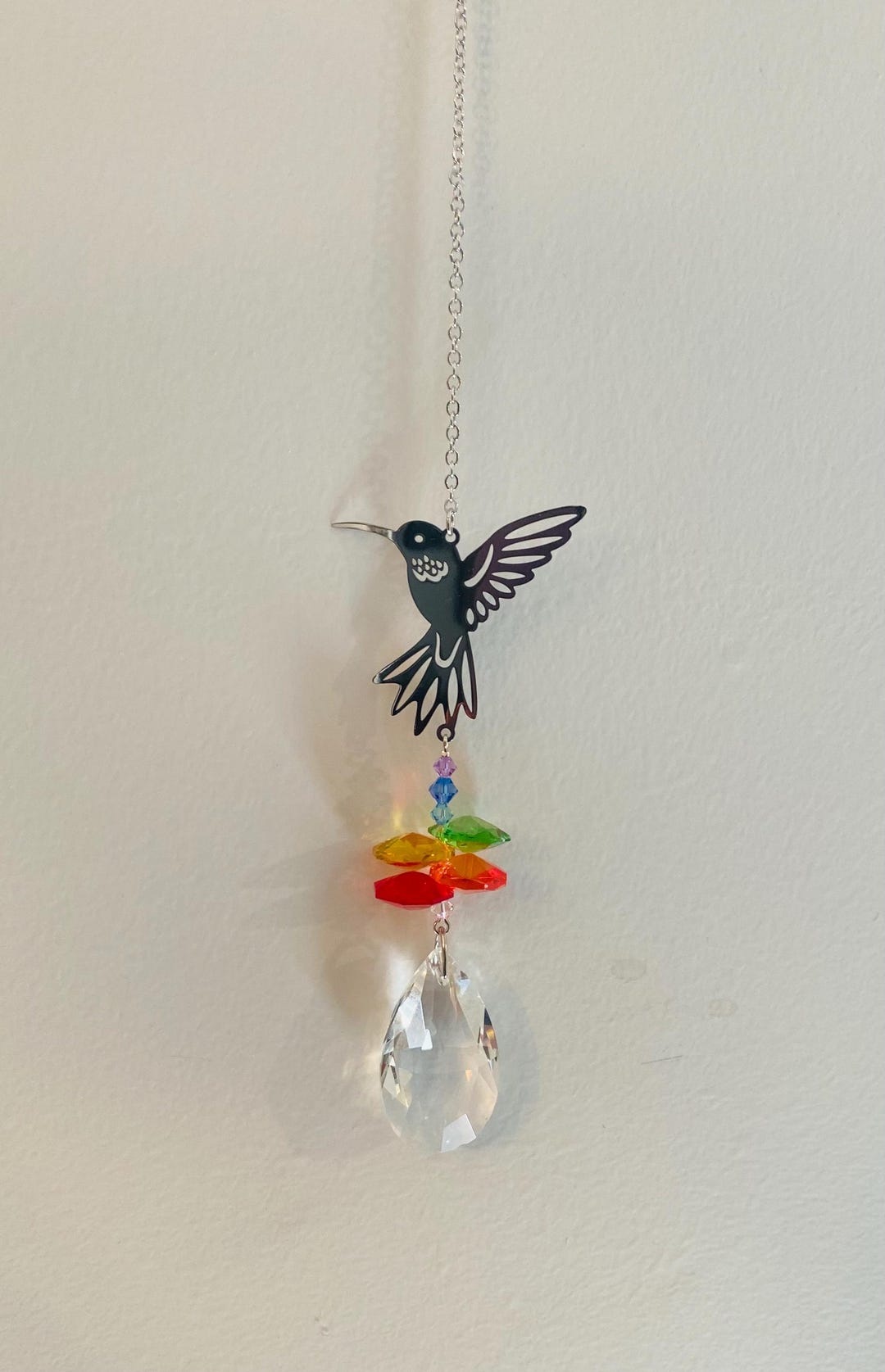 Rainbow Hummingbird Suncatcher, Hummingbird Sun Catcher, Crystal Sun ...