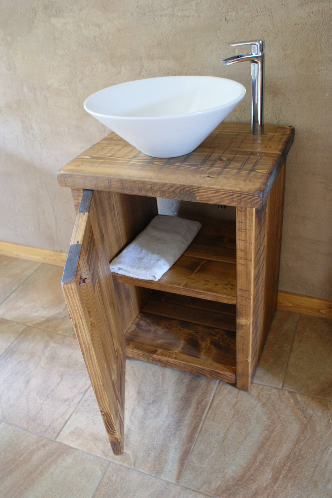 New Chunky Rustic Solid Wood Bathroom Basin Sink Vanity Wash - Etsy UK
