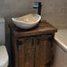 New Solid Chunky Wood Rustic Bathroom Sink Basin Vanity Unit Wash Stand ...