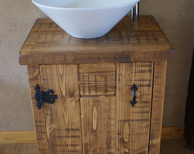 New Chunky Rustic Solid Wood Bathroom Basin Sink Vanity Wash Stand Unit ...