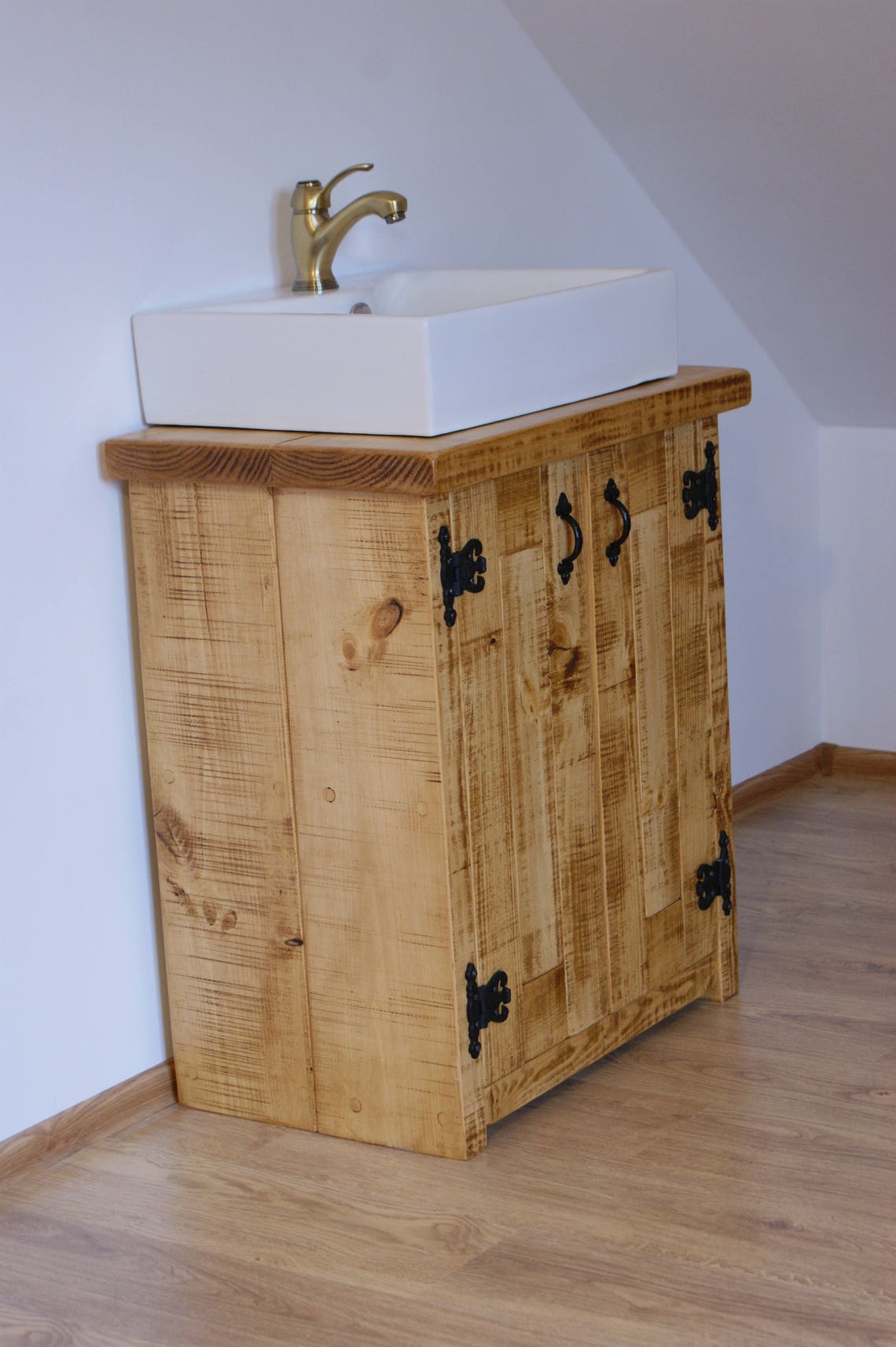 New Solid Chunky Wood Rustic Bathroom Sink Basin Vanity Unit - Etsy UK