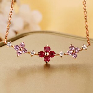 0.21CTW Natural Round Ruby,14k Solid Rose Gold Pendant,ruby Accents ...