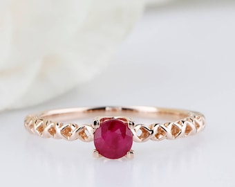 0.51CTW Natural Ruby Accents14K Rose Gold Female RingChannel | Etsy
