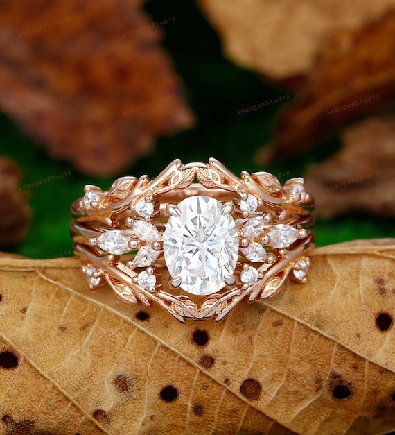 Etsy moissanite wedding set store