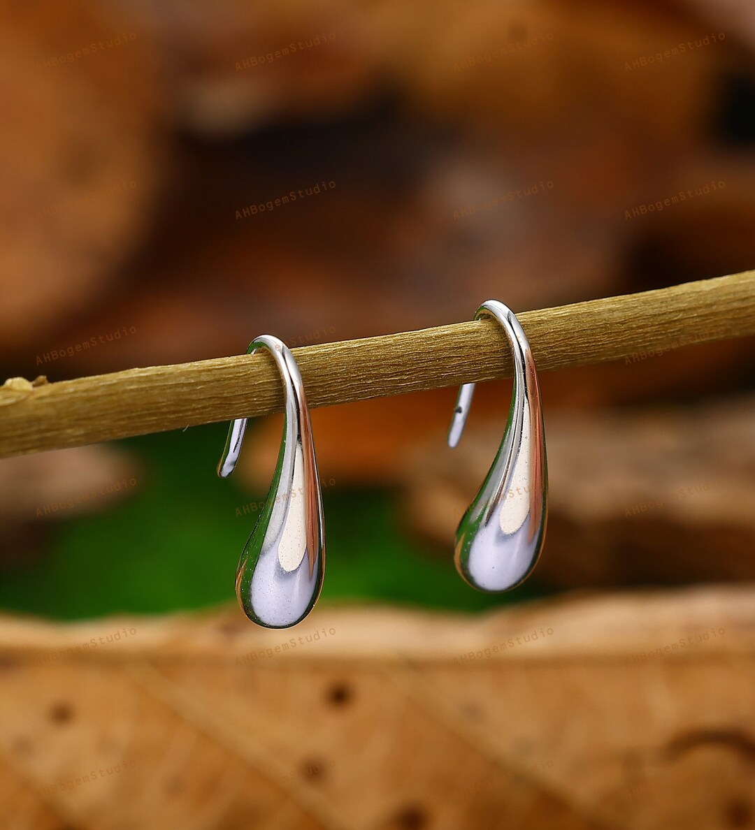 Water Drop Earrings, Minimalist Earrings, Liquid Drop Earrings, Hook ...
