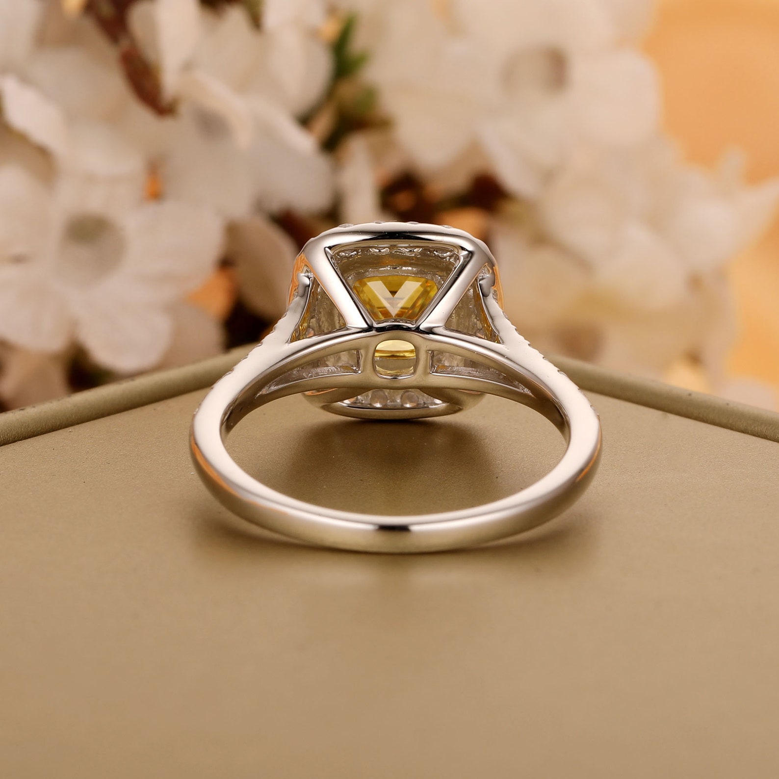 6mm Cushion Cut Simulated Fancy Yellow Diamond Center14k - Etsy