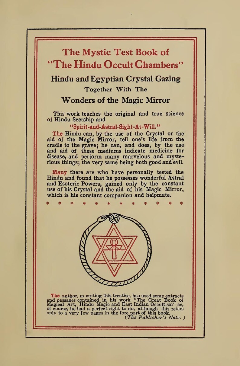 The Hindu Occult Chambers the Magic and Occultism of India Hindu and ...