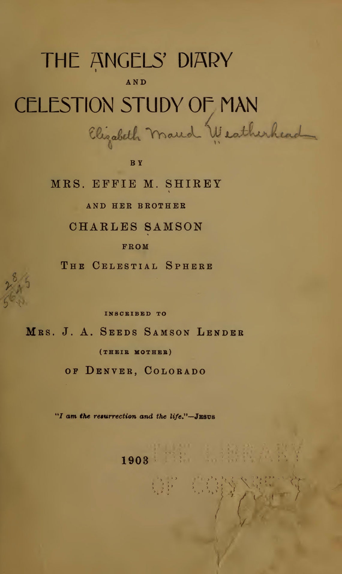 The Angels' Diary, 1903 Celestial Study of Man (PDF Digital Download ...