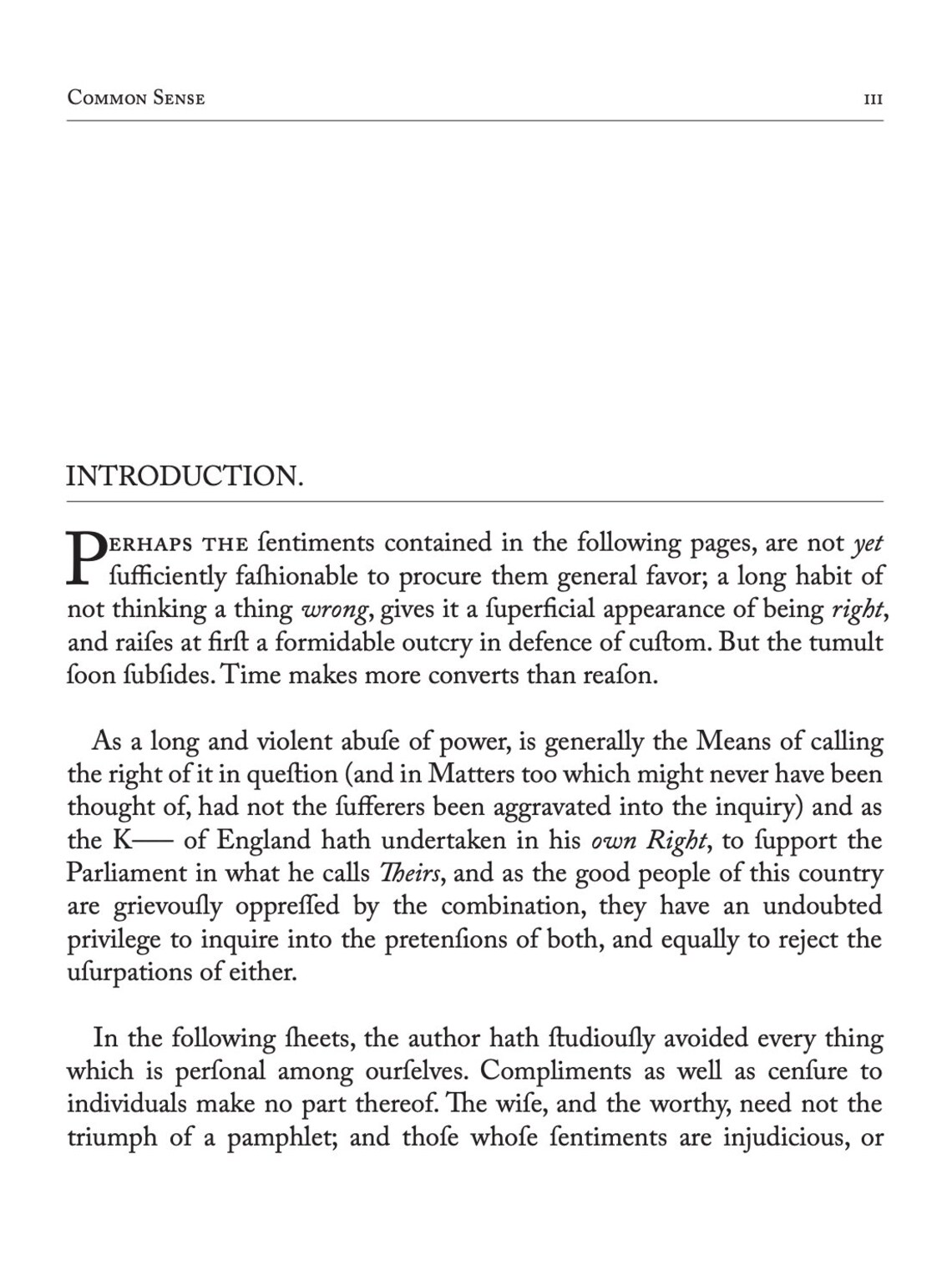 Common Sense; Addressed to the Inhabitants of America on the Following ...