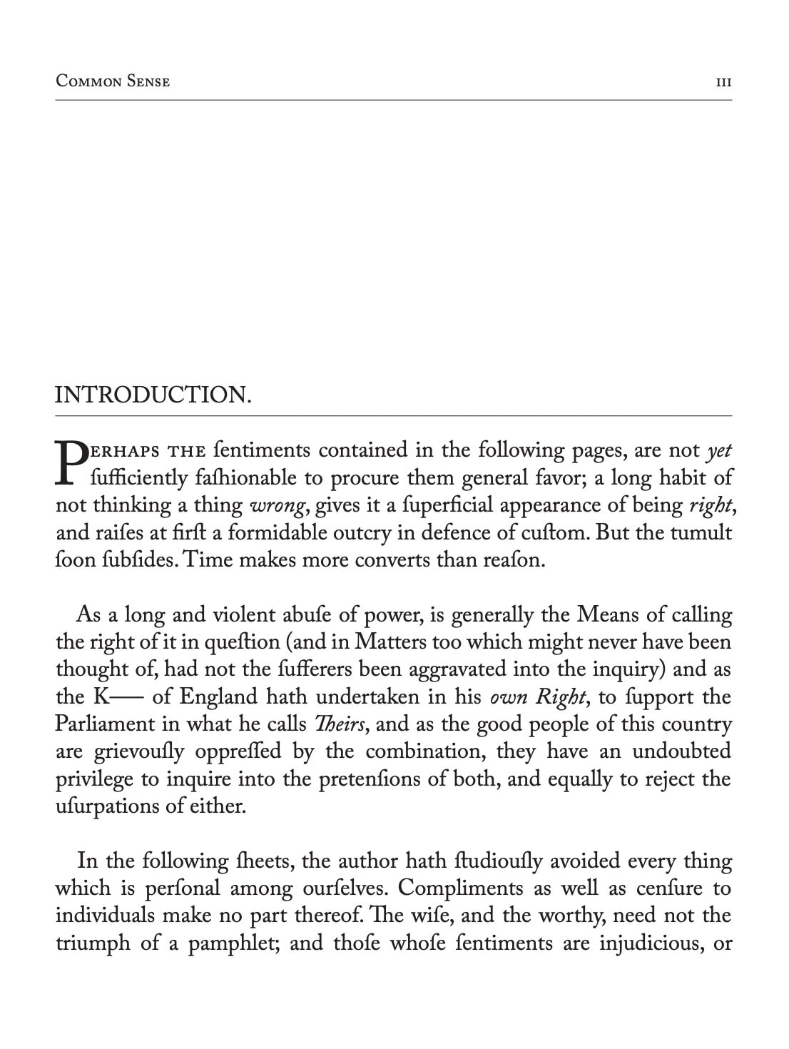 Common Sense; Addressed to the Inhabitants of America on the Following ...