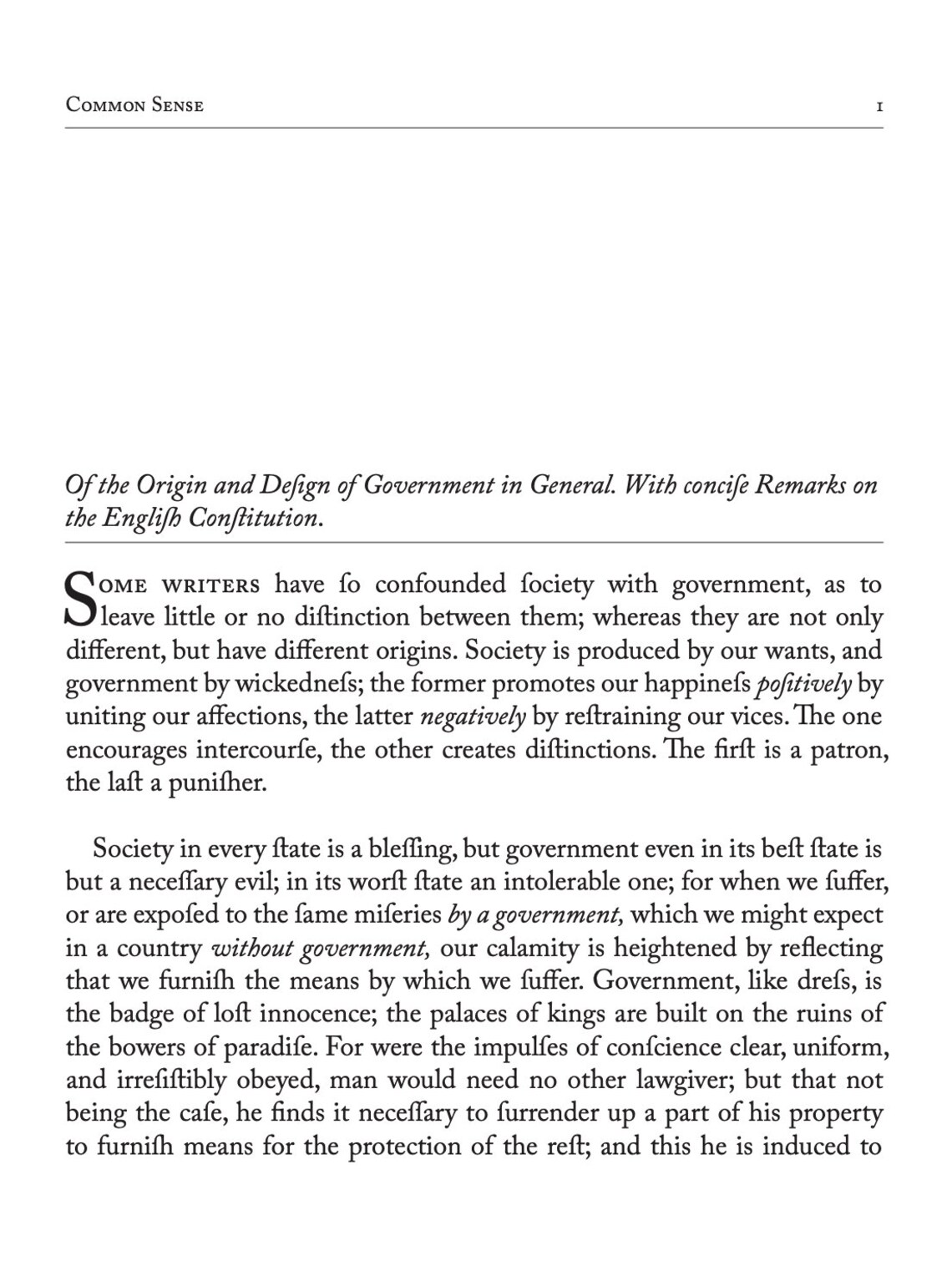 Common Sense; Addressed to the Inhabitants of America on the Following ...