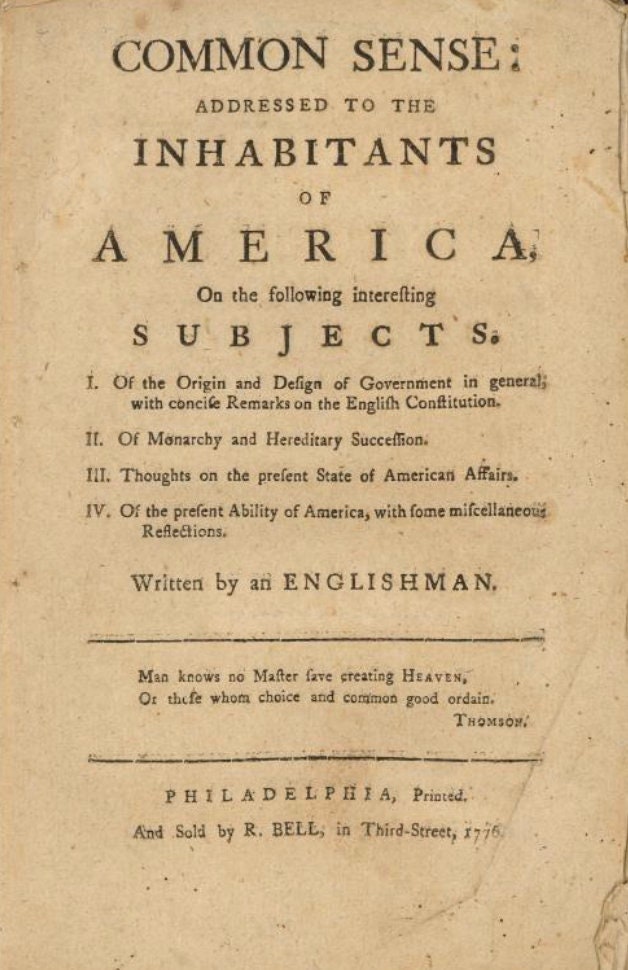 Common Sense by Thomas Paine, 1776 (digital Download PDF) - Etsy