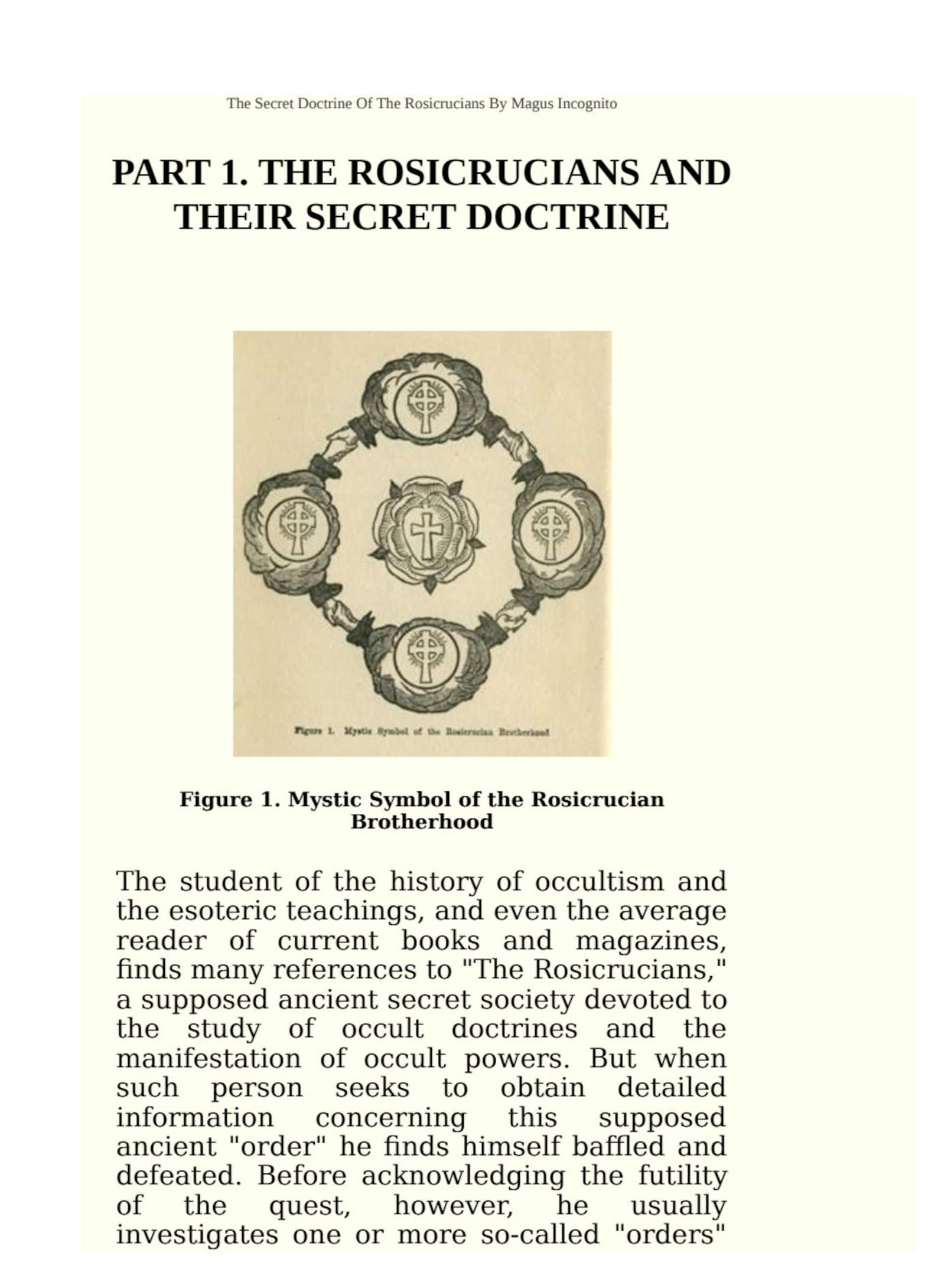 The Secret Doctrine of the Rosicrucians by Magus Incognito 1918 by ...