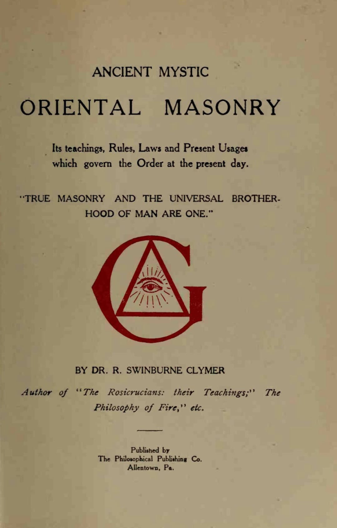 Ancient Mystic Oriental Masonry by Clymer R Swinburne 1907 PDF Digital ...