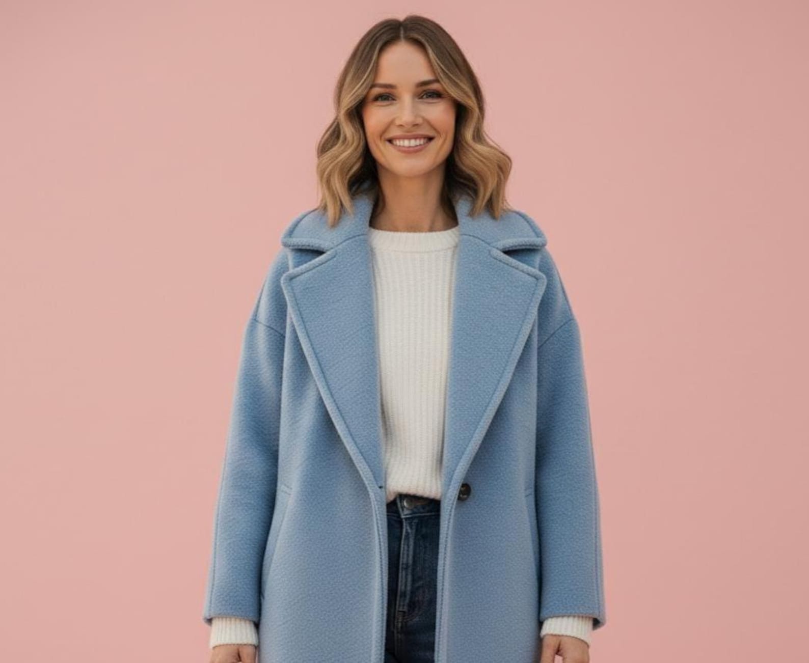 Custom Fit Wool Blend Coat | Pastel Blue, High-collar Overcoat - Etsy