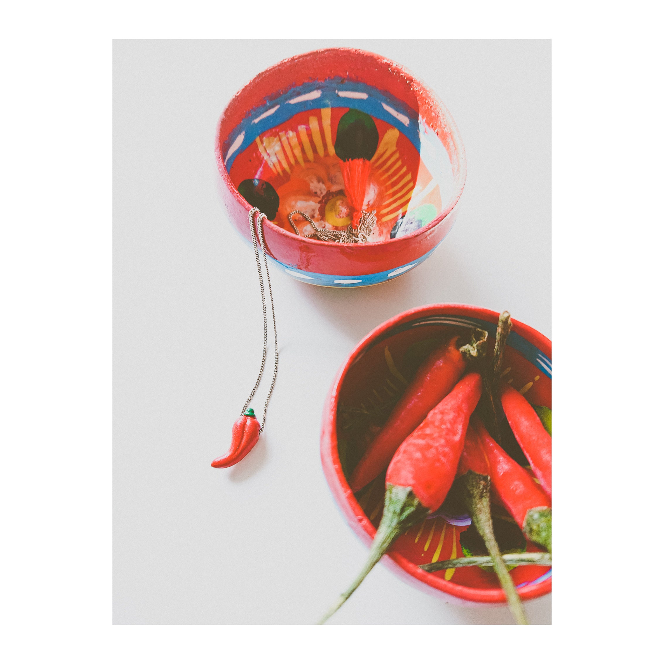 Chili Pepper Necklace: Ceramic Chile Short Necklace for Spicy Food ...