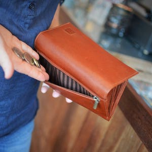 Ladies Women's Wallet/purse Natural Vegetable Tan Leather Black/brown ...