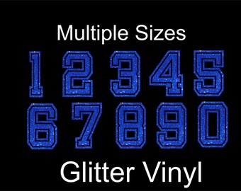 Chunky Varsity Number Font Sparkle Glitter Patch Iron or Sew on Vinyl ...