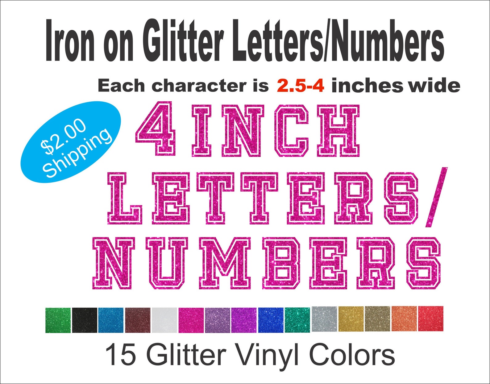 Four Inch Iron on Letters Made From Glitter Vinyl Are a Great - Etsy