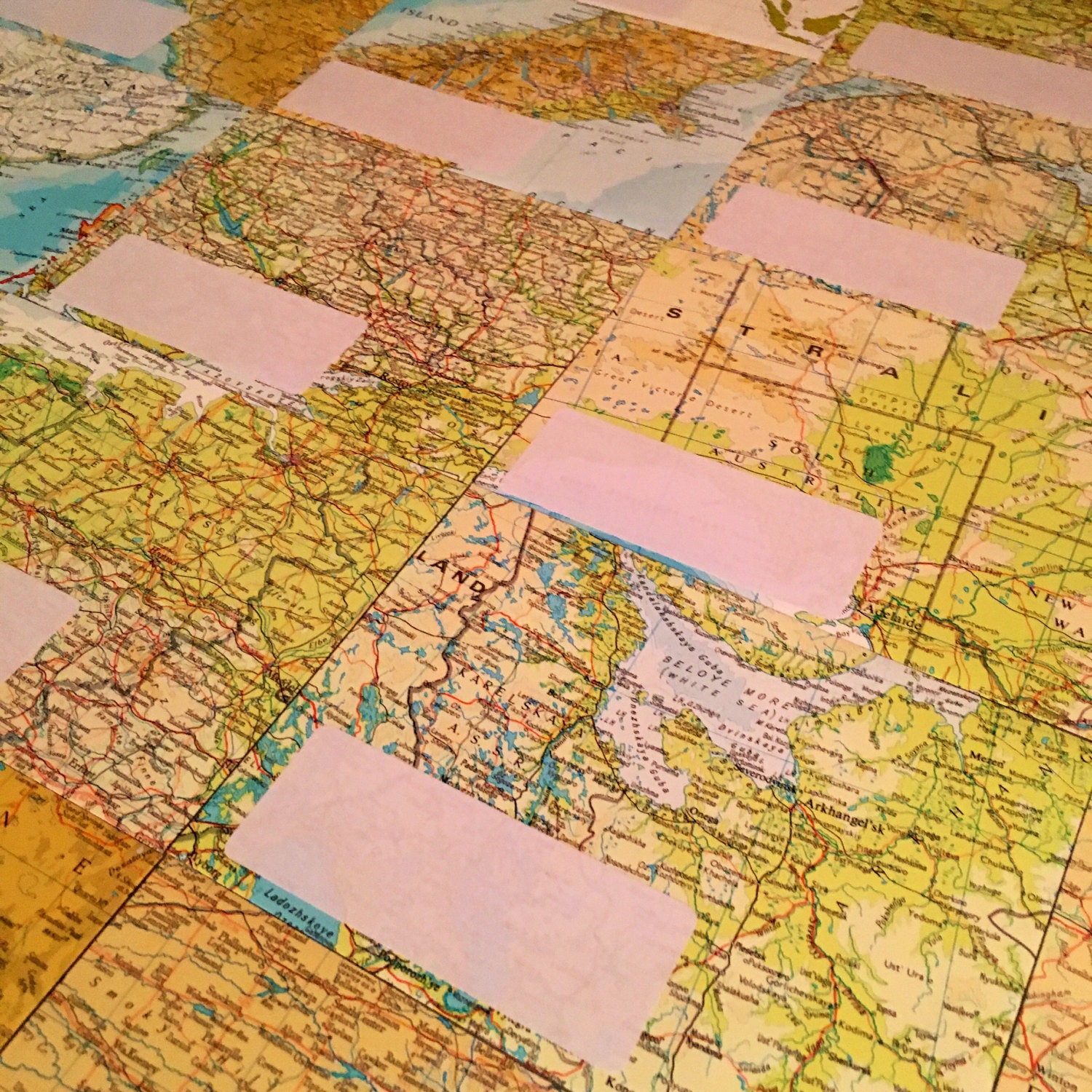 Map Letter Writing Set With Handmade Envelopes. Upcycled - Etsy