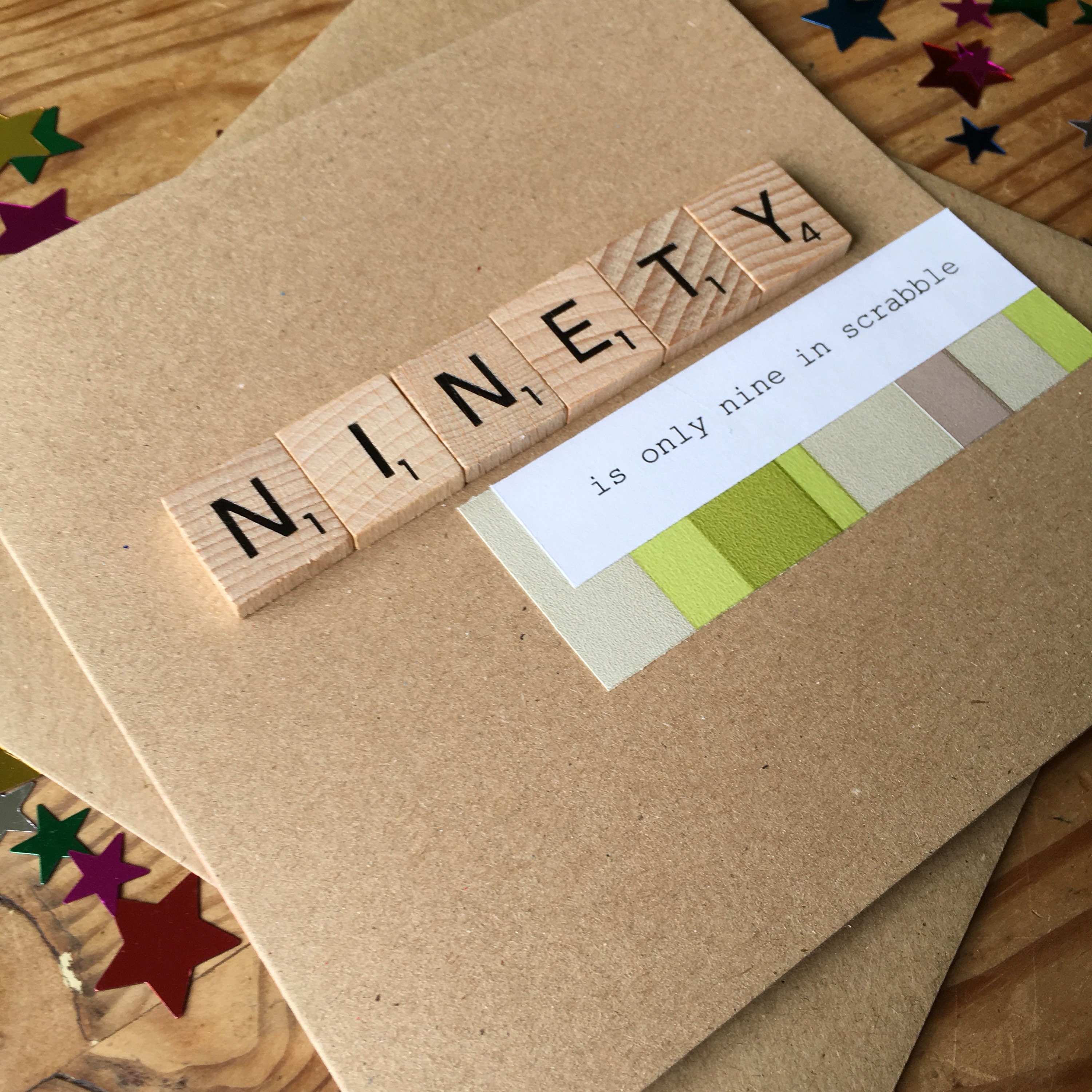 90th Birthday Card Ninety is Only Nine in Scrabble Handmade - Etsy UK