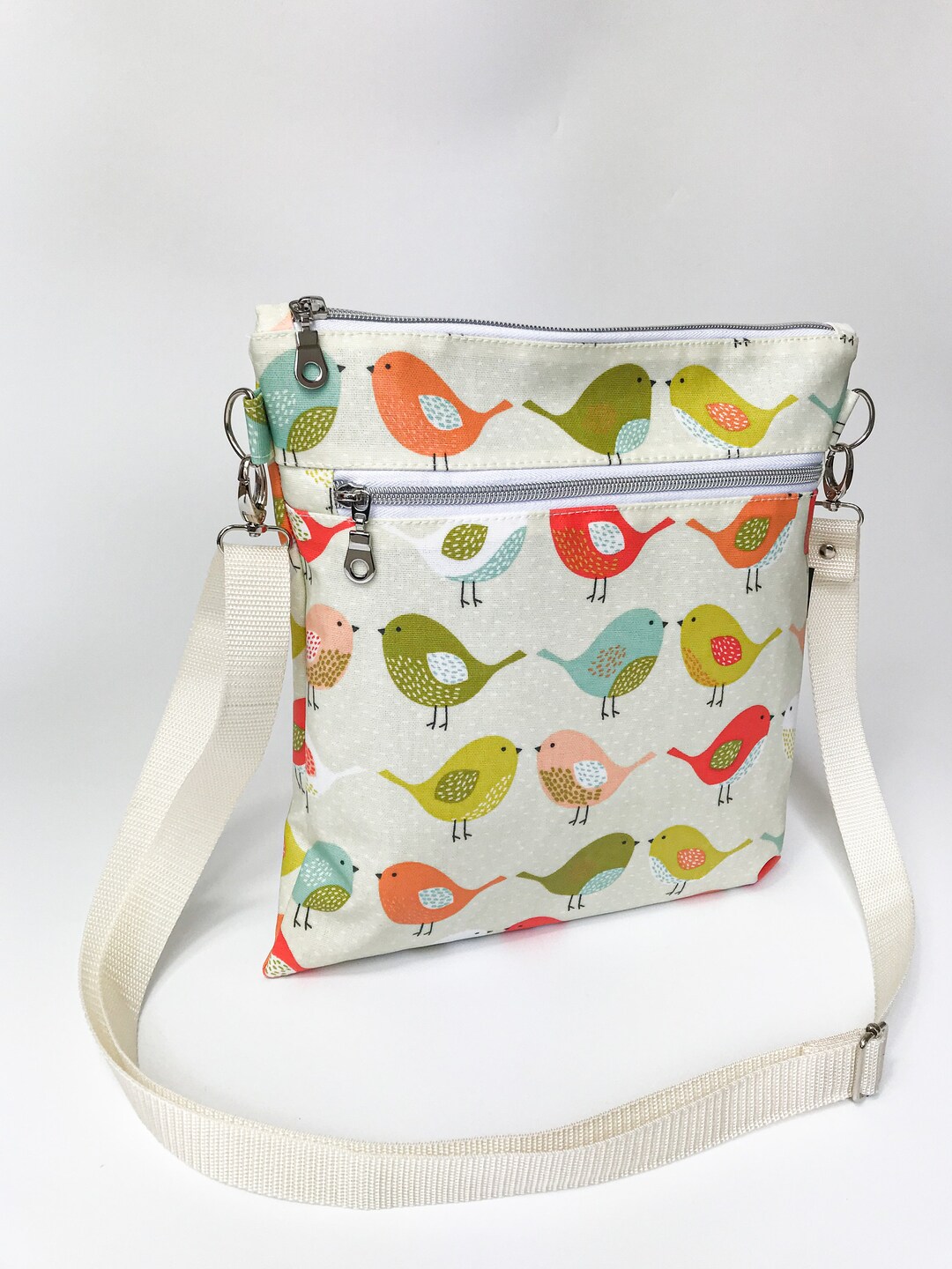 Handmade Birds Oilcloth Crossbody Bag: Waterproof Messenger Bag - Etsy
