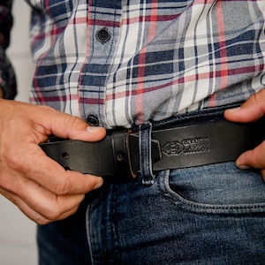 Handmade Bison Leather Belt – Double Prong Roller Buckle, USA Made - Etsy