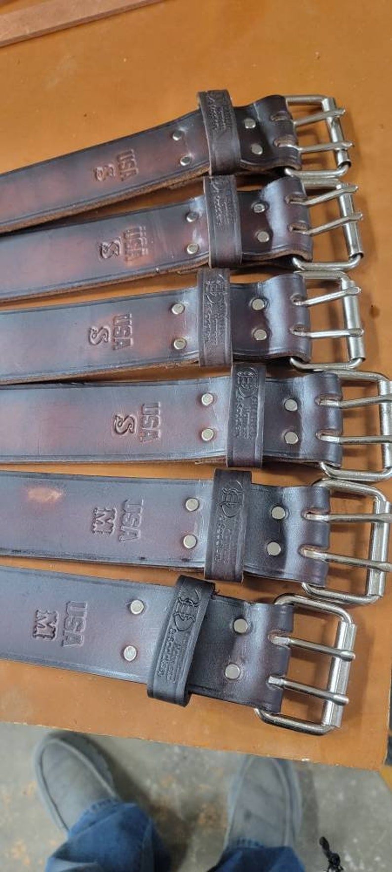 Heavy 17 Oz. 2" Dark Walnut Bullhide Leather Tool Belt.. Ironworkers ...