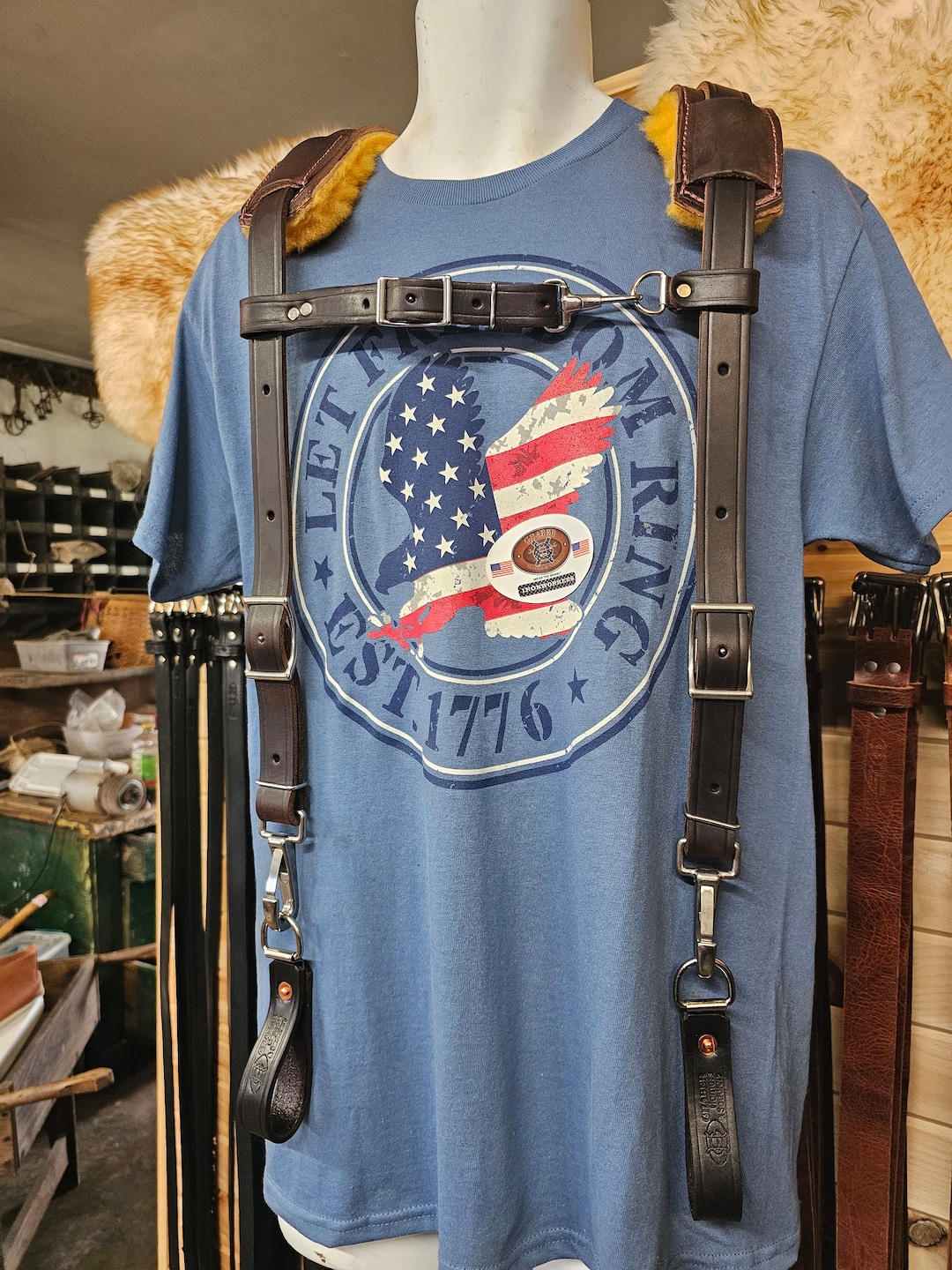 Ironworkers Harness Leather Tool Belt Suspenders "dark Walnut" W/ Belt ...