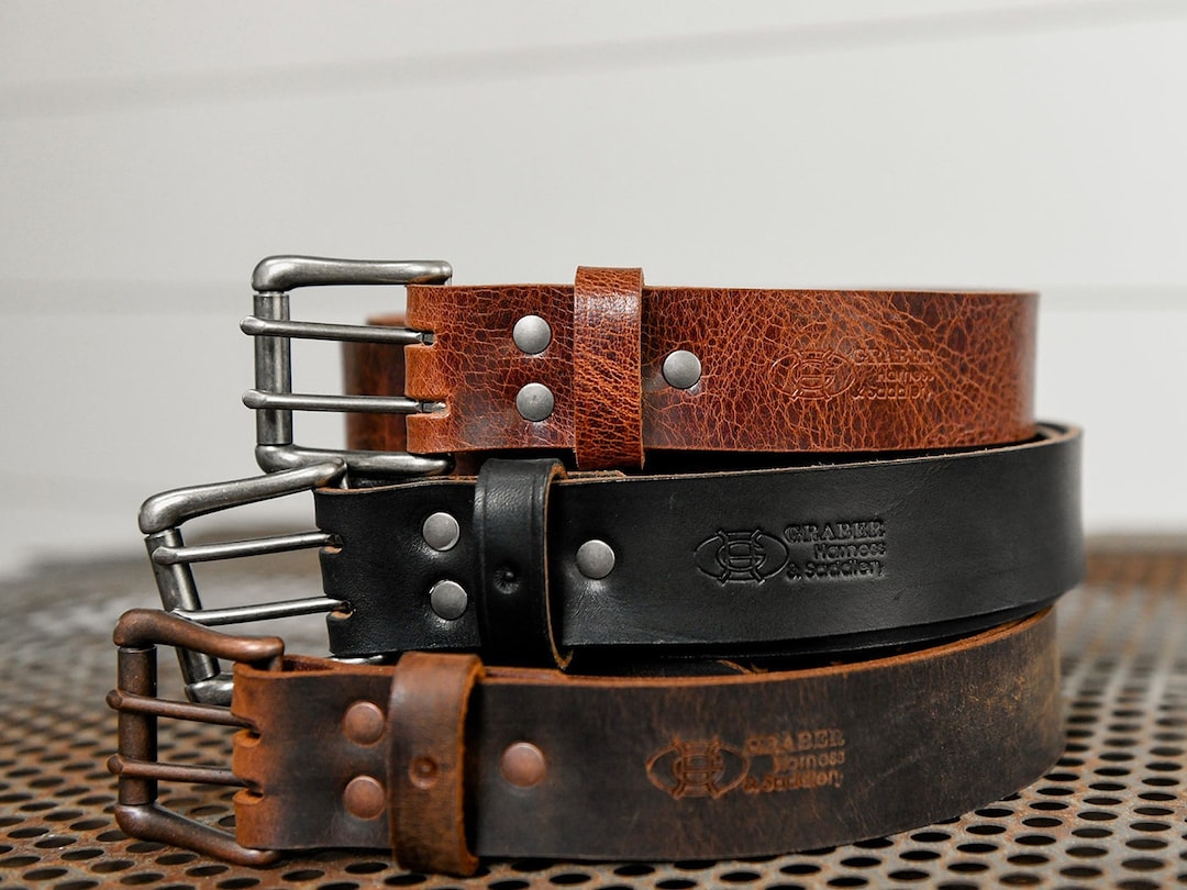 Handmade Bison Leather Belt - USA Made Double Prong Buckle - Etsy