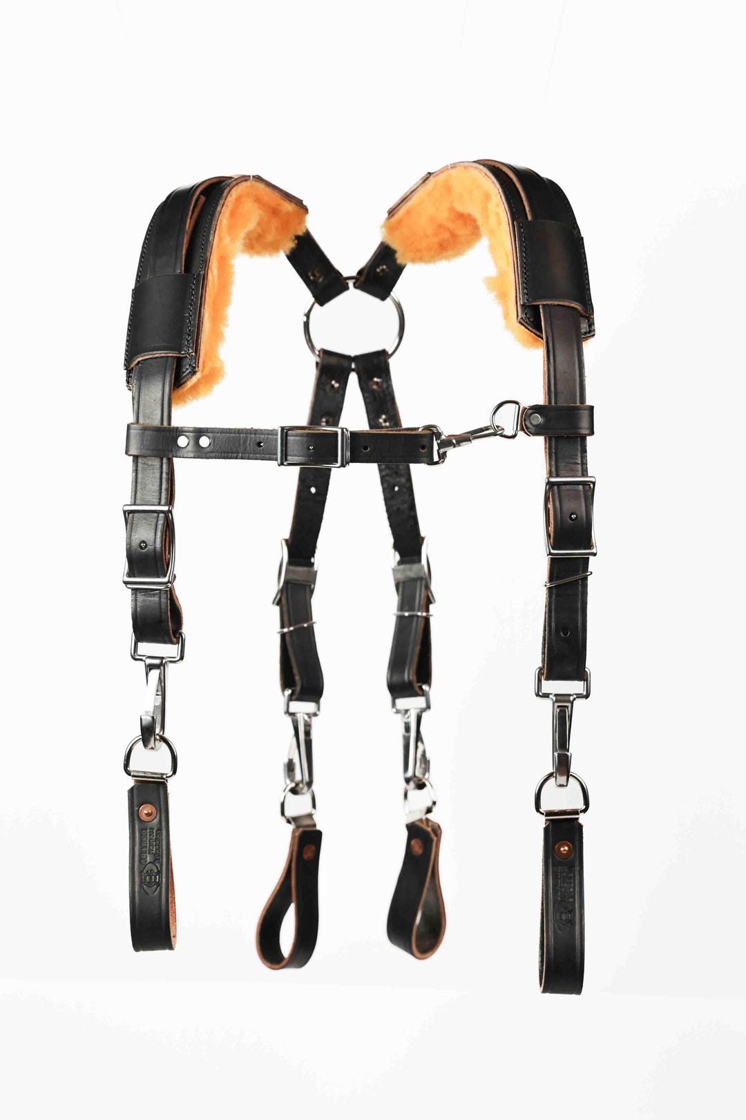 Ironworkers Harness Black Leather Tool Belt Suspenders W/ Belt Loops.x ...