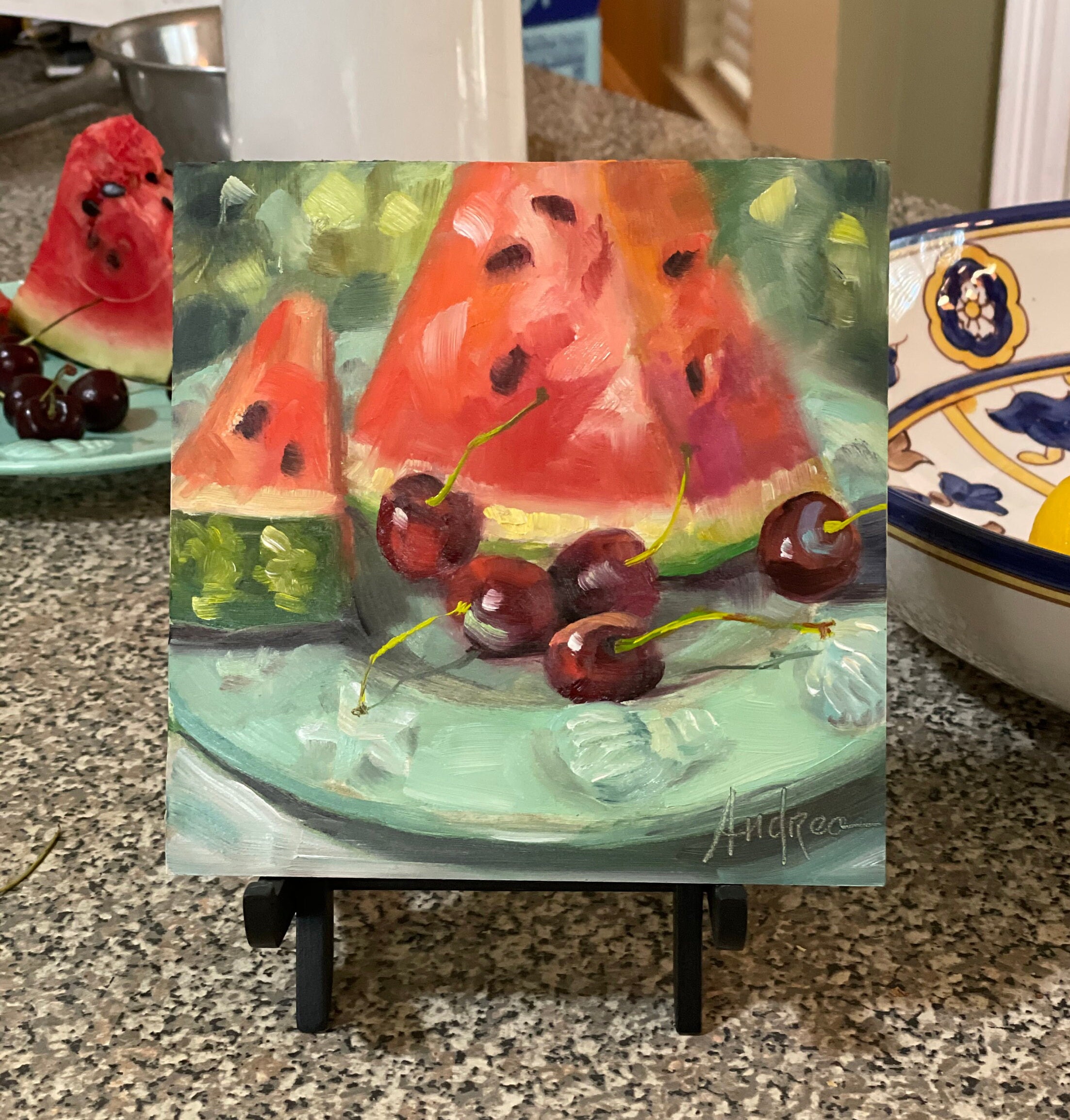 Summer Snack, 6x6 Original Oil Painting on Board. Kitchen/dining Art ...