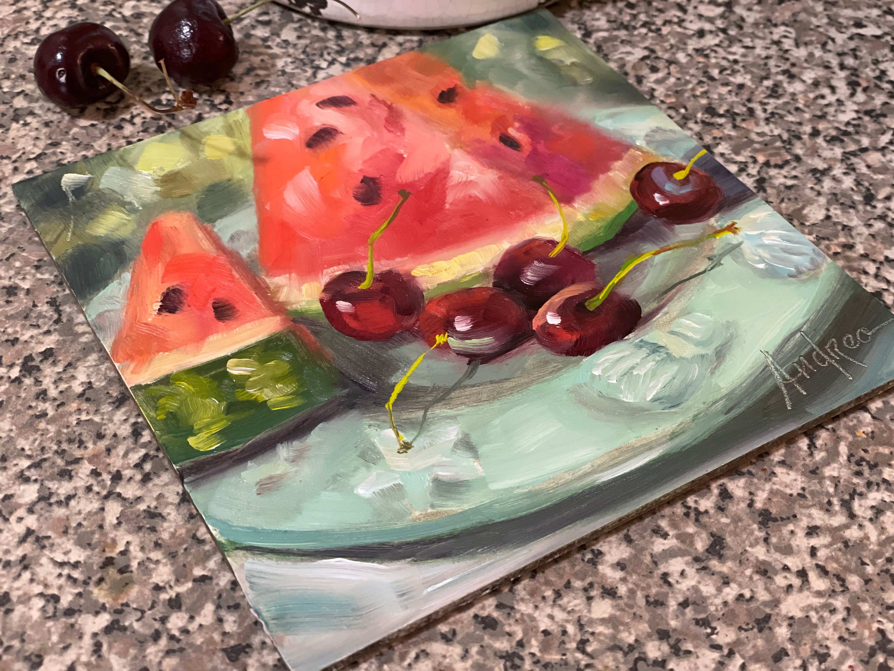 Summer Snack, 6x6 Original Oil Painting on Board. Kitchen/dining Art ...