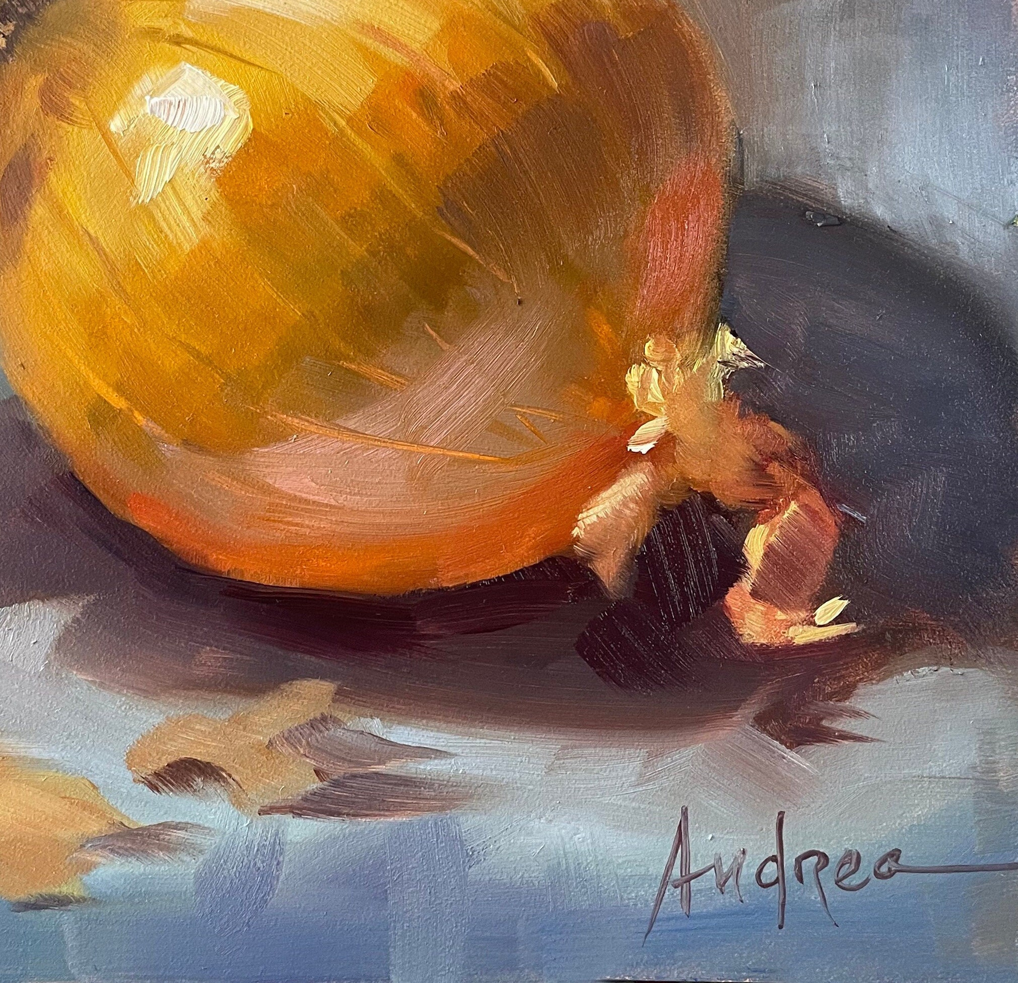 Golden Onion, 6x6 Original Oil Painting. Kitchen/dining ART. Gift For ...