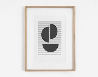 Abstract Geometric Shape Block Print Design in Black and | Etsy