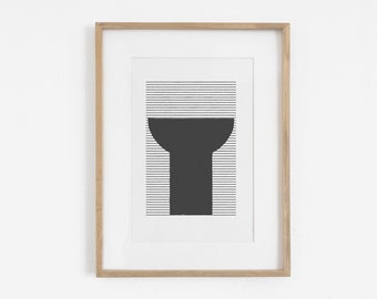 Abstract Geometric Shape Block Print Design in Black and | Etsy