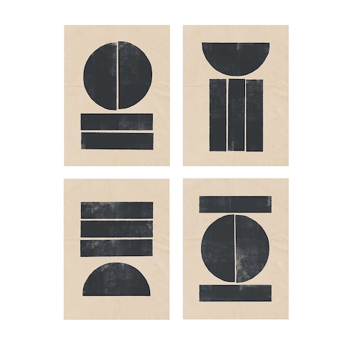 Minimal Woodblock Shapes Set of Four. Sunrise Sunset Sky - Etsy
