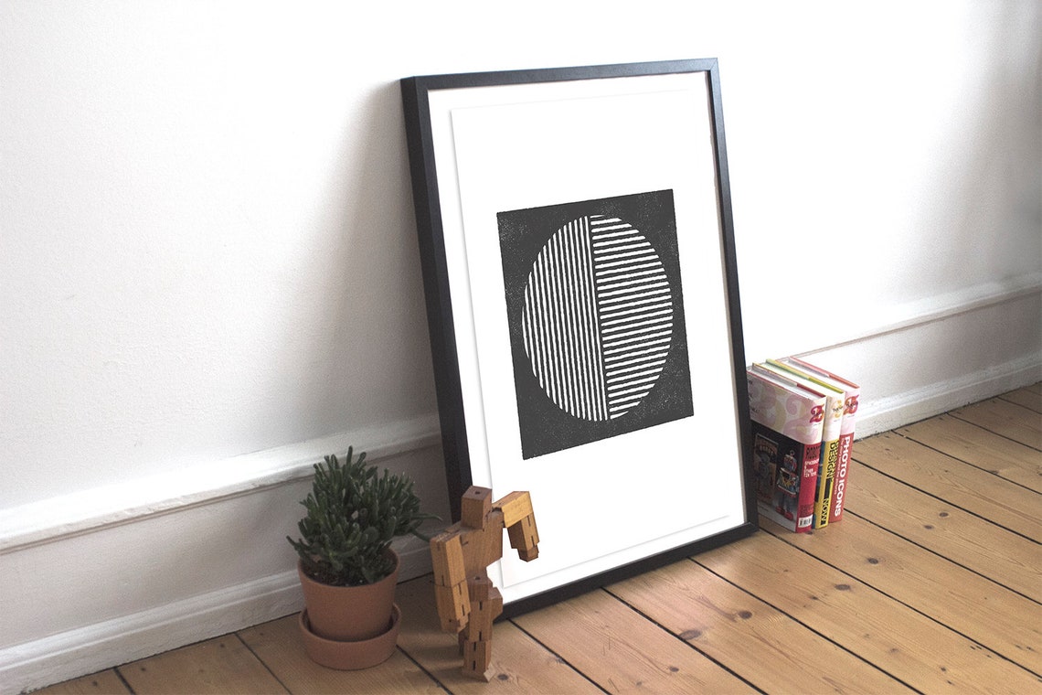 Minimalist Black and White Block Print and Textile Inspired - Etsy